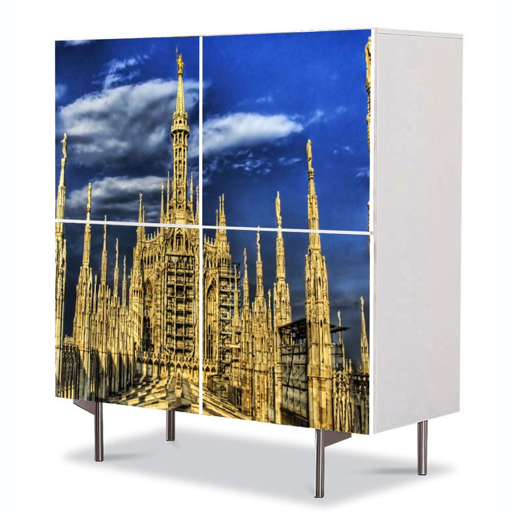 Comoda cu 4 Usi Art Work Urban Orase Cladire gotica, 84 x 84 cm - eMAG.ro