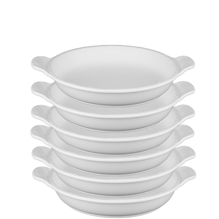 Set 6 tavi rotunde portelan pentru servire Culinaro Meteor WHITE 21cm ...