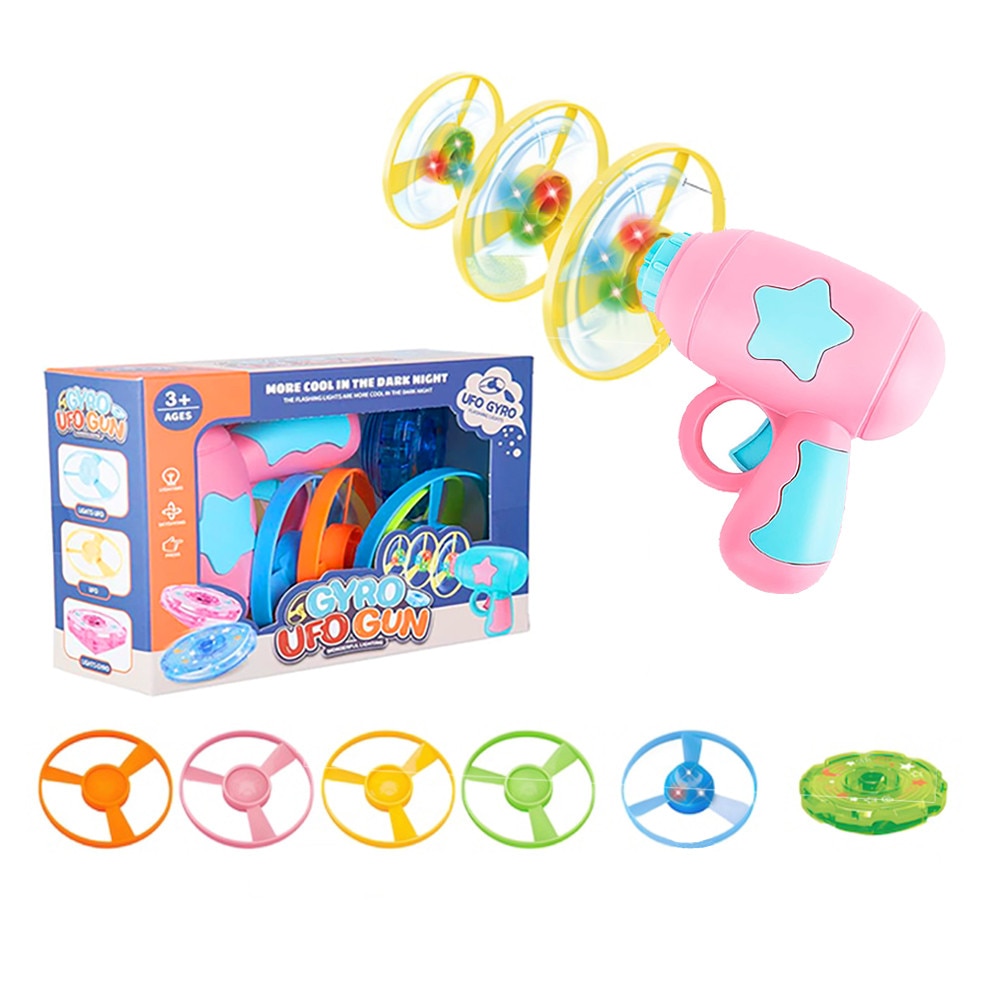 Lansator disc zburator cu LED, DONFANLIA®, Set jucarii interactive ...