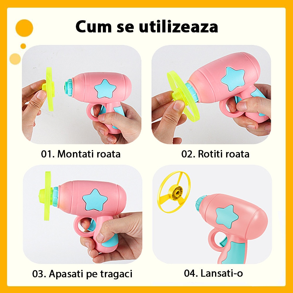 Lansator disc zburator cu LED, DONFANLIA®, Set jucarii interactive ...