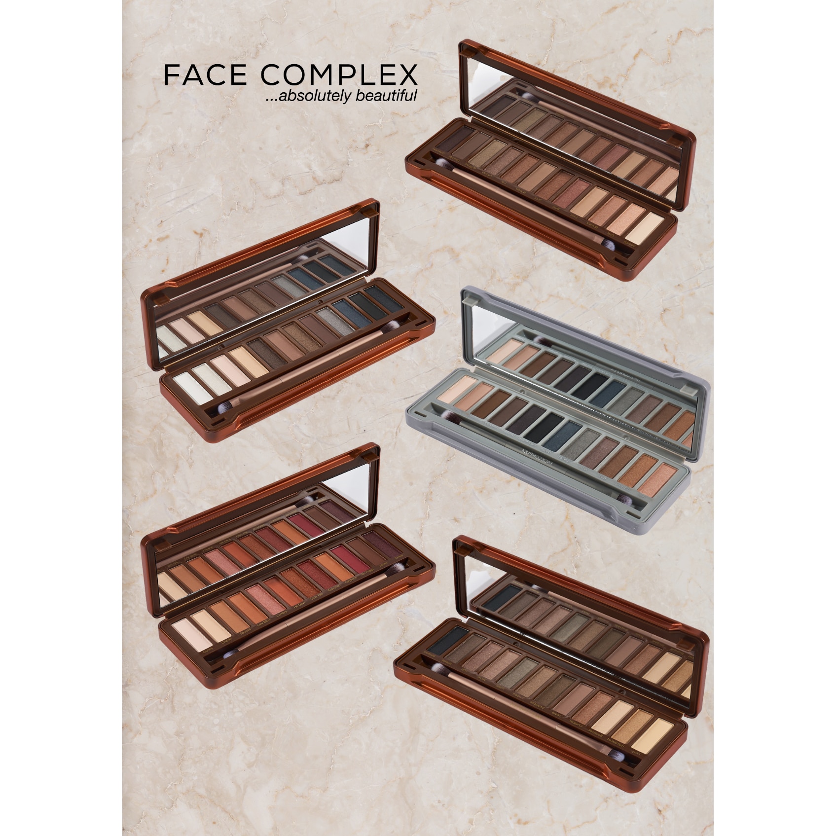 Paleta Farduri de Pleoape Face Complex, 12 nuante, culoare Cafeniu, No ...