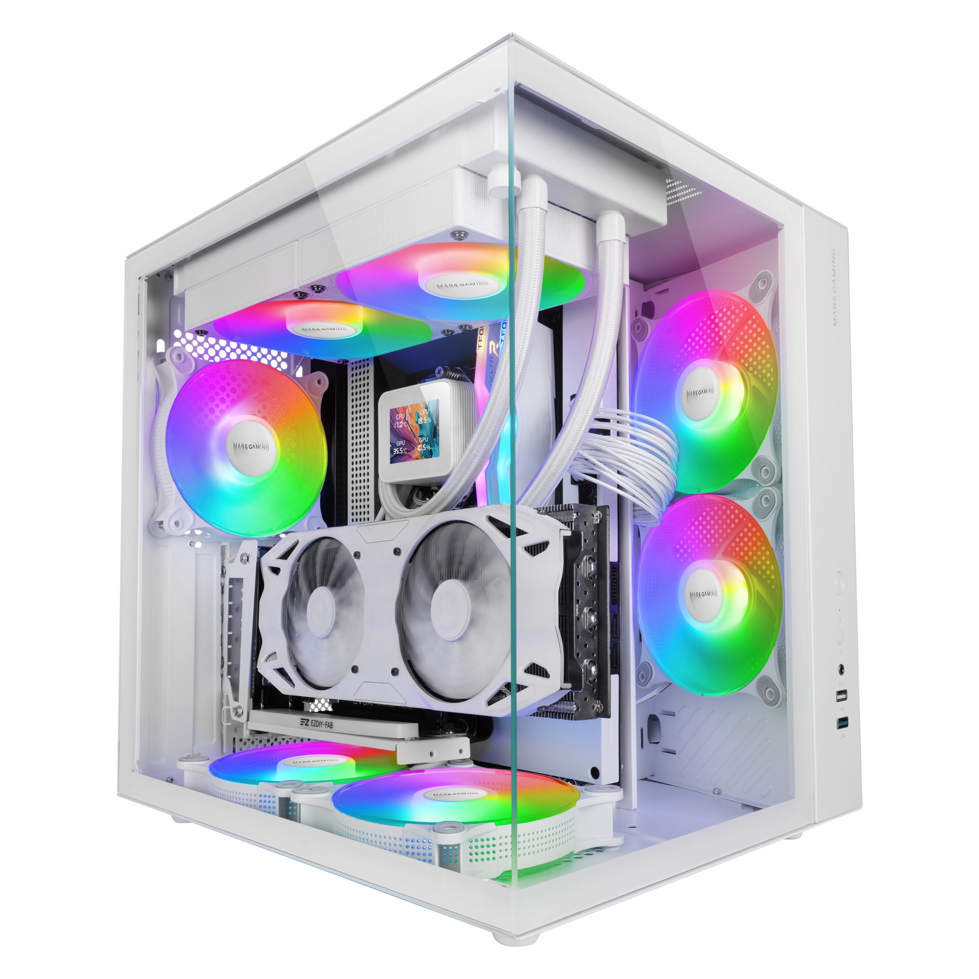Sistem Desktop PC Gaming GRT White RGB FAN cu procesor AMD Ryzen 5 ...