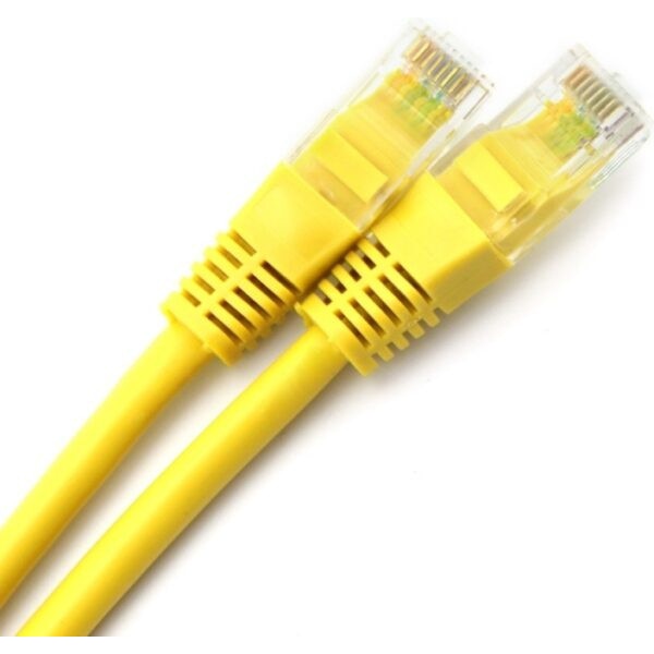 Cablu UTP Cat 5e Retea, Galben, 20m lungime, cu mufa conector RJ45 ...
