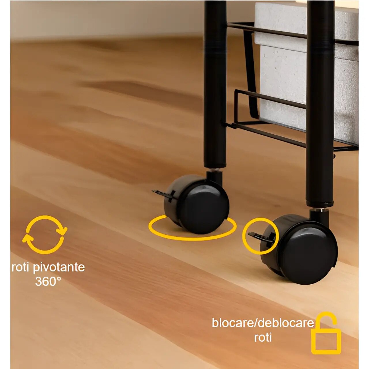 Raft cu 4 cosuri din plasa metalica, roti, structura metalica ...