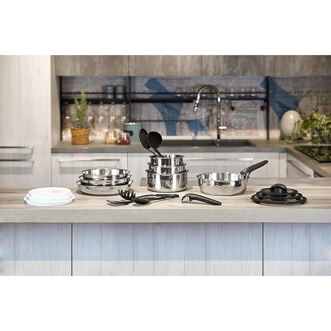 Lagostina Ingenio INOX, set de oale si tigai pentru inductie, din otel ...