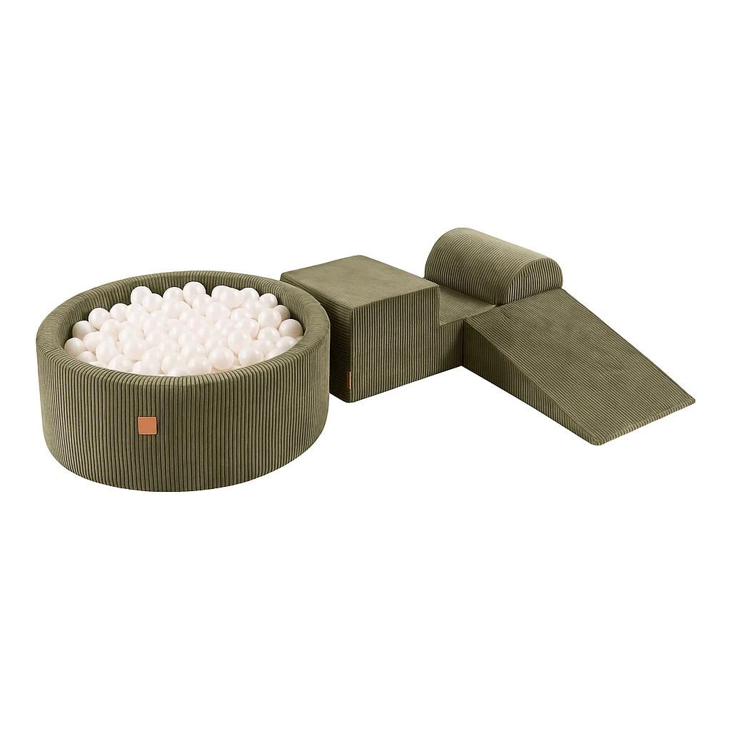 Set modular de joaca din spuma cu piscina MeowBaby, 3 module, 200 mingi ...