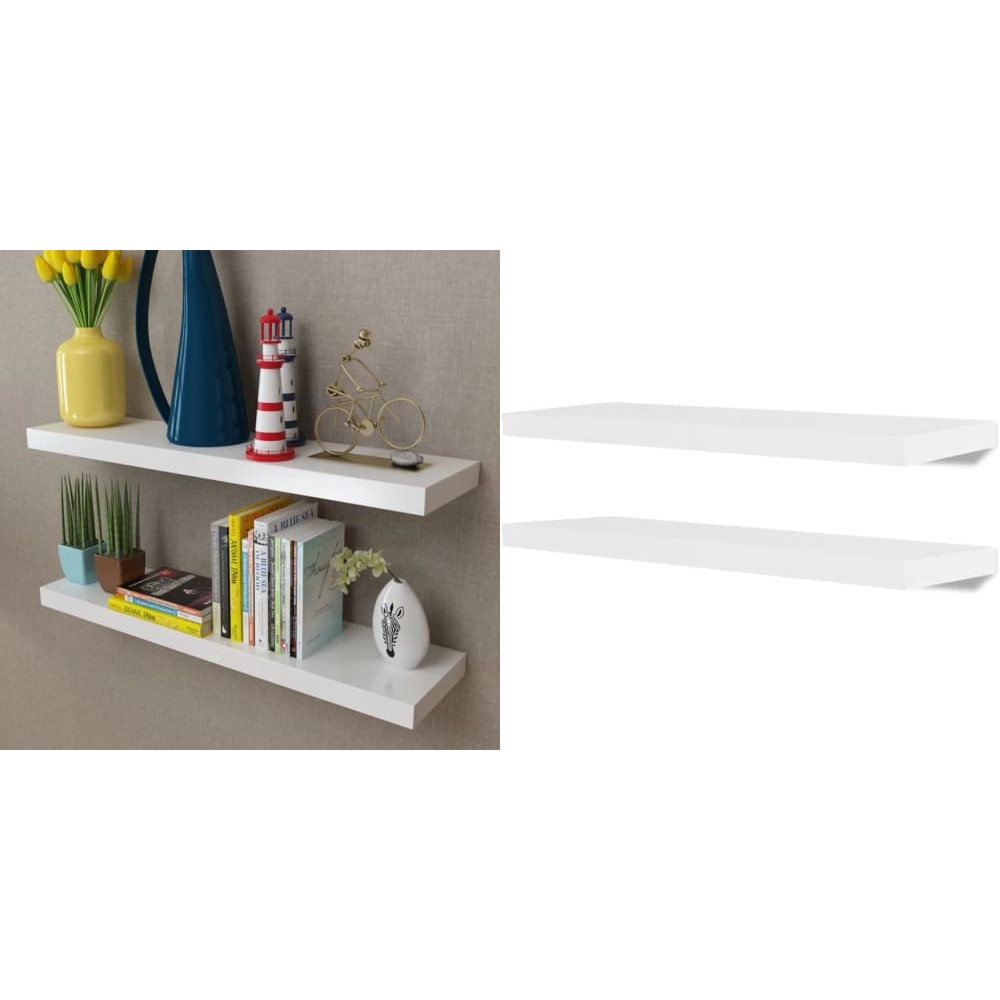 Rafturi suspendate pentru carti/DVD-uri, 2 buc, alb, MDF - eMAG.ro