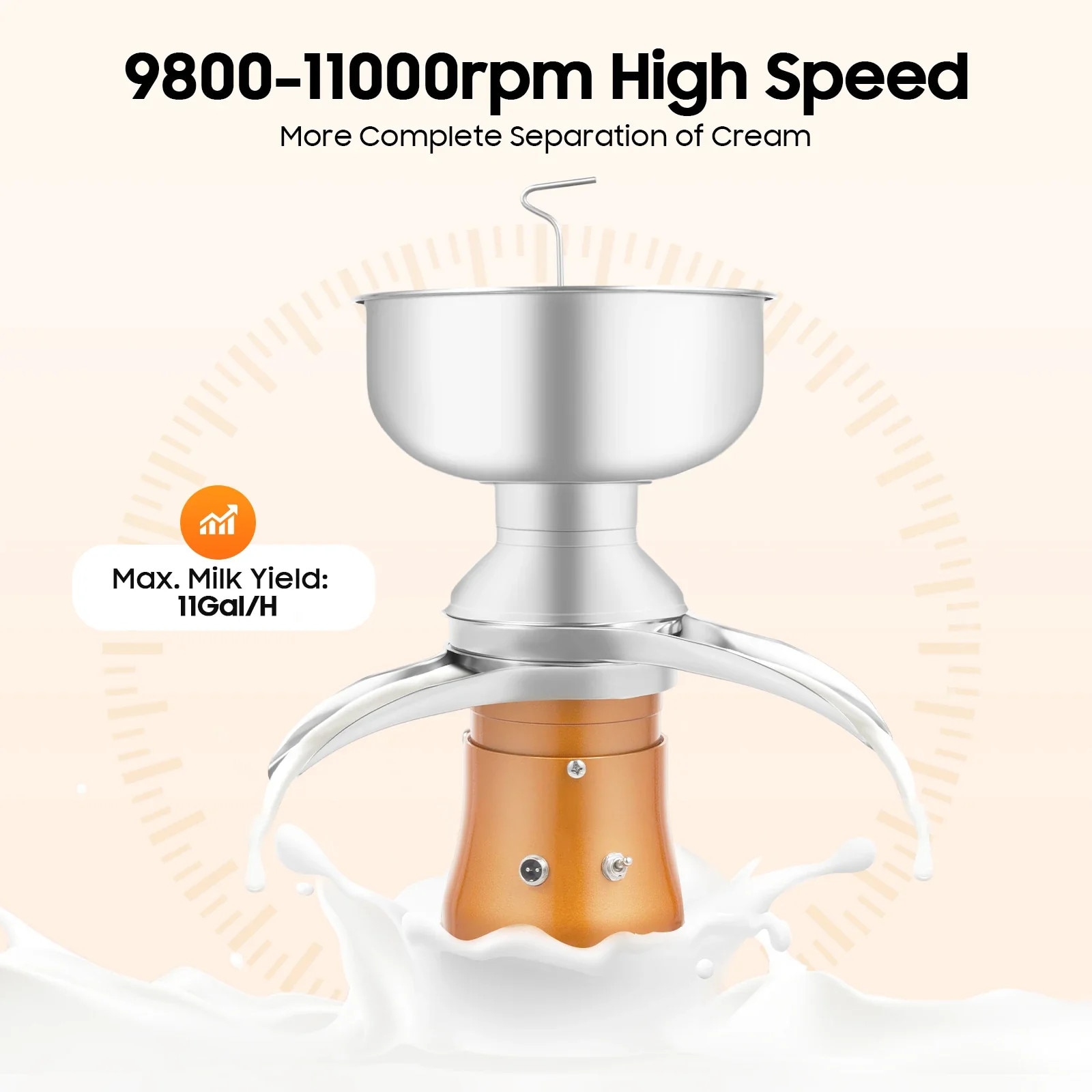 Separator de smantana pentru lapte, 50L/H, otel inoxidabil, galben ...