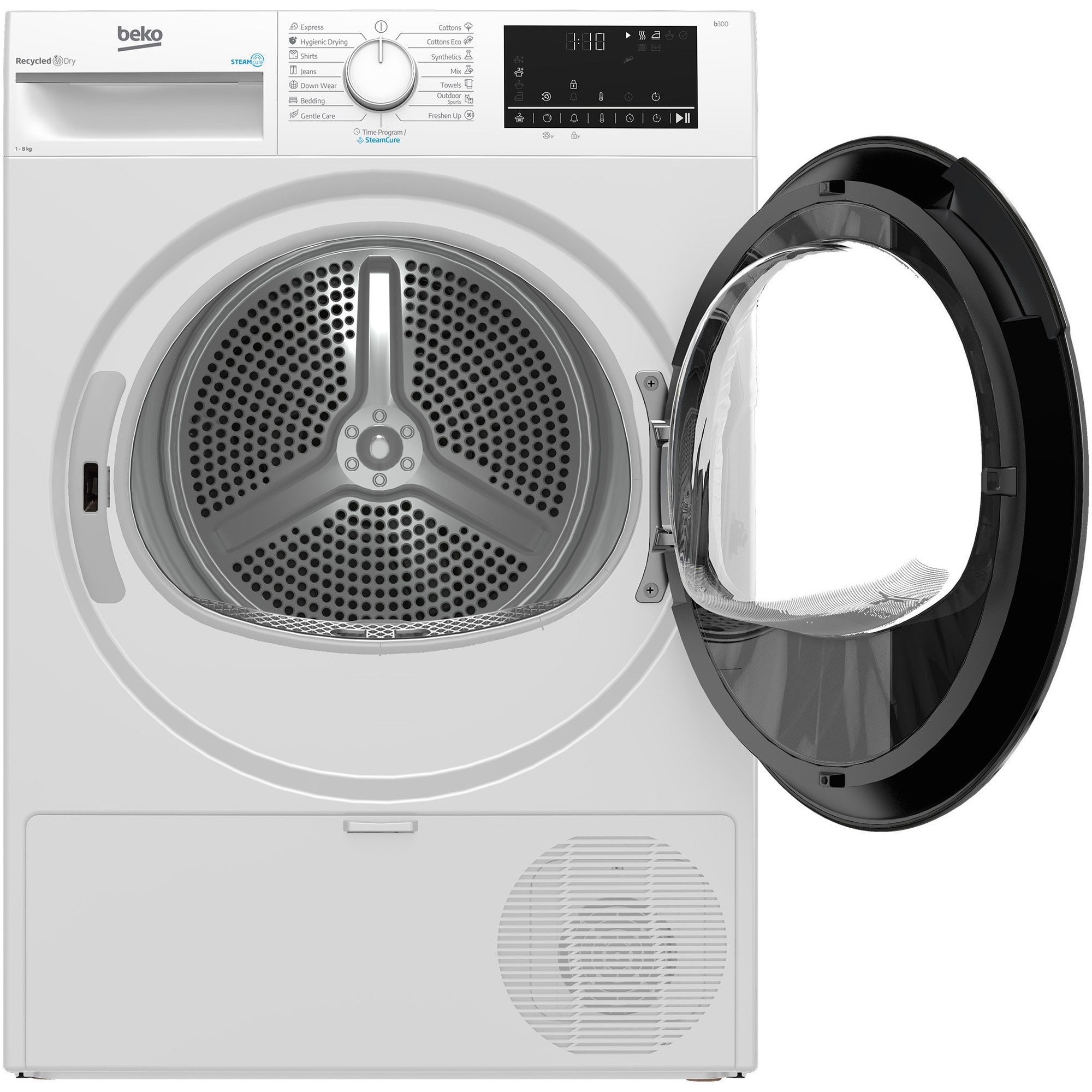 Uscator de rufe Beko B3T68230, Pompa de caldura, 8 kg, 15 programe ...