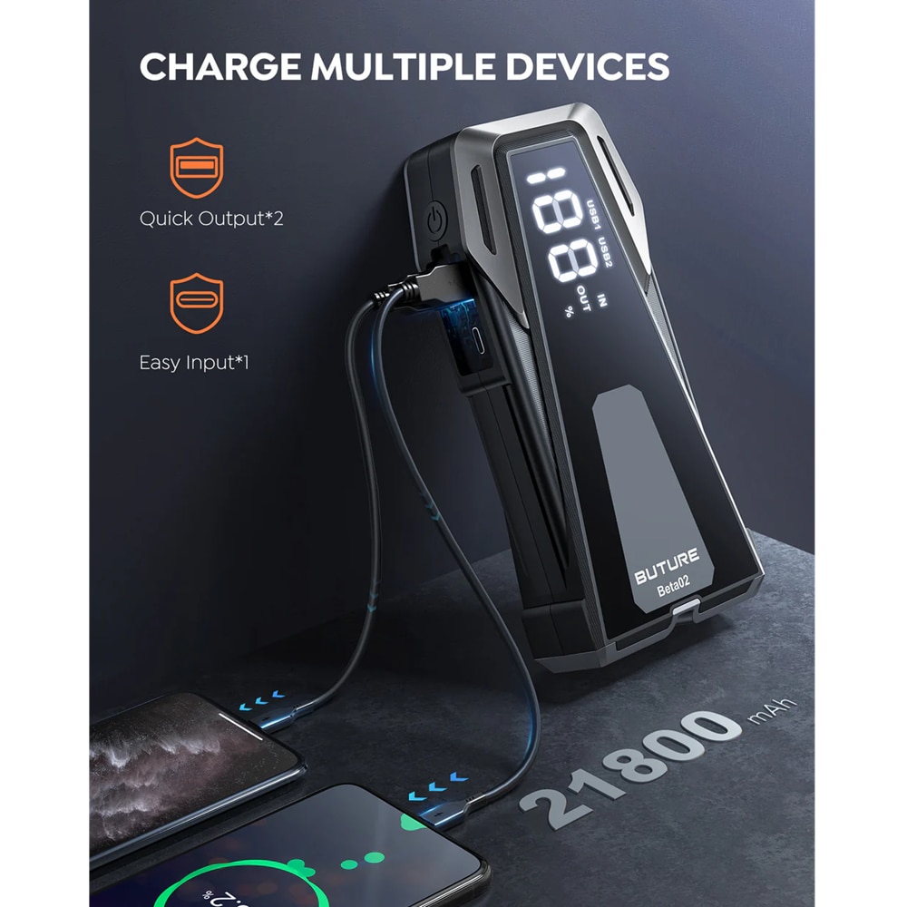 Starter auto multifunctional BUTURE Bate02, acumulator extern, lanterna ...