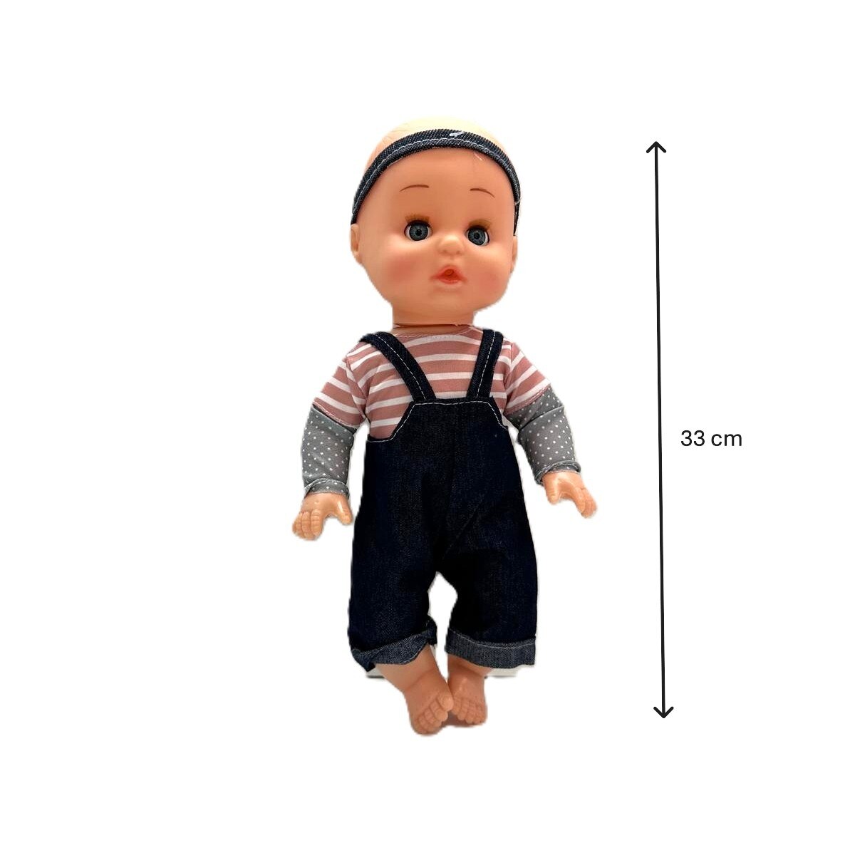 Papusa, Bebelus cu Accesorii, GHEMOTOC®, 33 cm, Salopeta denim, Jucarie ...