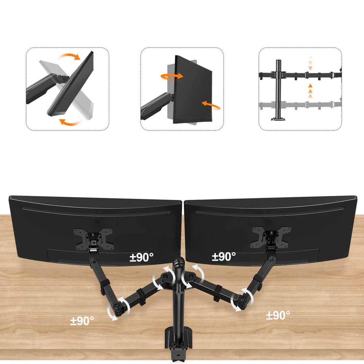 Suport birou 2 monitoare 17-32" inch, Triadyn DuoClamp, Brat Reglabil ...