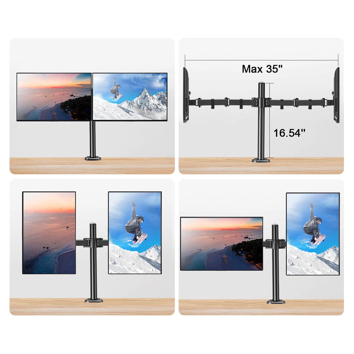 Suport birou 2 monitoare 17-32" inch, Triadyn DuoClamp, Brat Reglabil ...