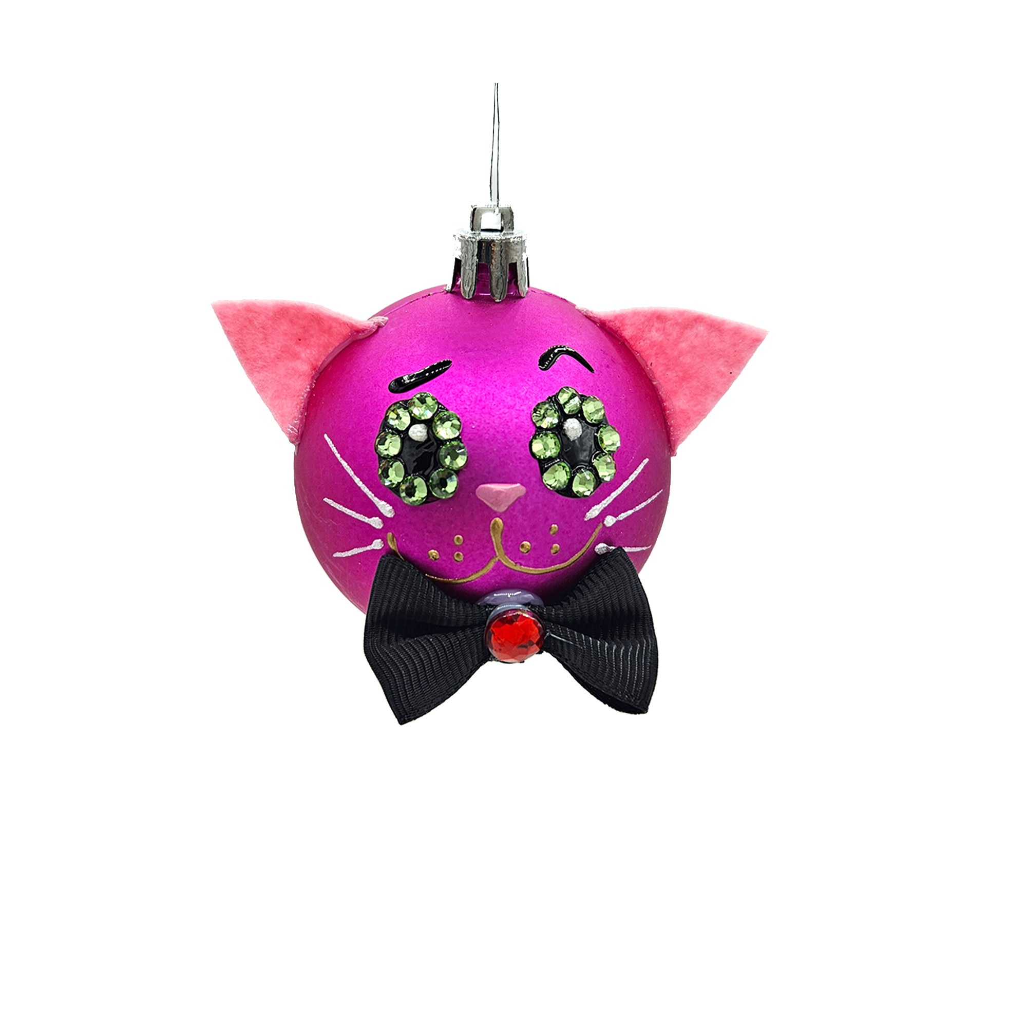 Glob de craciun pictat manual, Pisica roz, handmade, Regalo, 6 cm - eMAG.ro