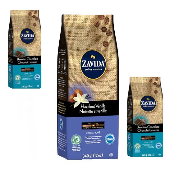 Set 3 pungi cafea ZAVIDA arome 2*Ciocolata Bavareza+1*Alune si Vanilie ...