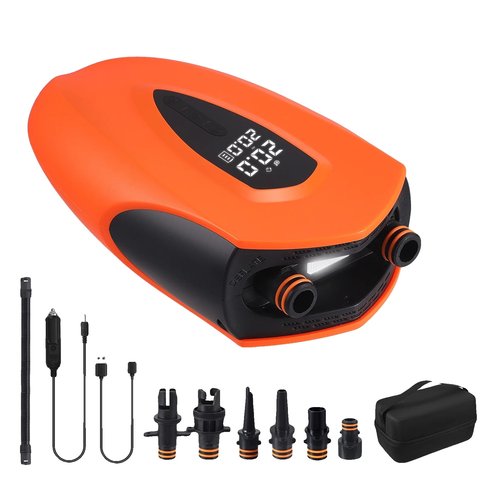 Elektromos pumpa, 20 PSI, hordozható, újratölthető, narancssárga - eMAG.hu