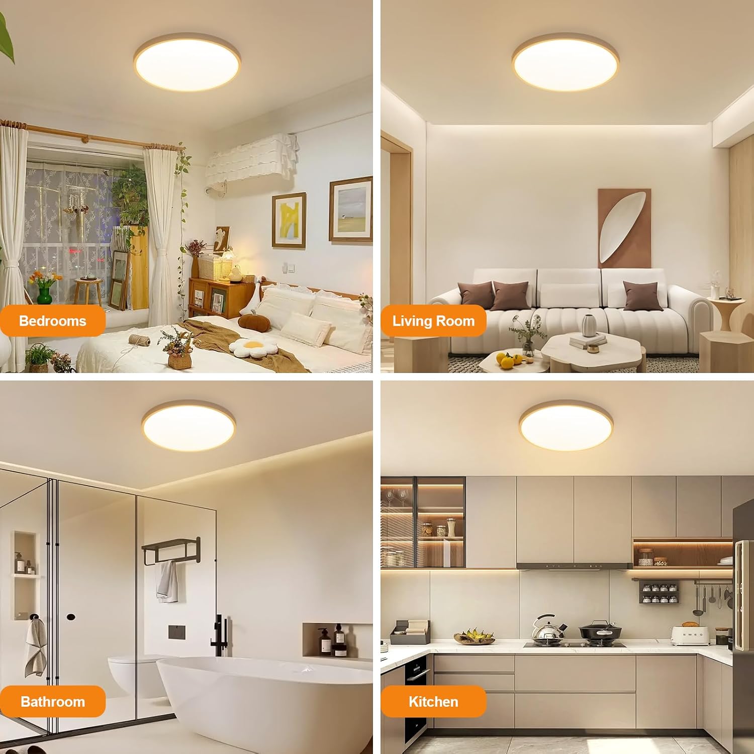 Lampa de tavan LED, Toolight,40cm, 36W, Rotunda, Rezistenta la apa IP44 ...