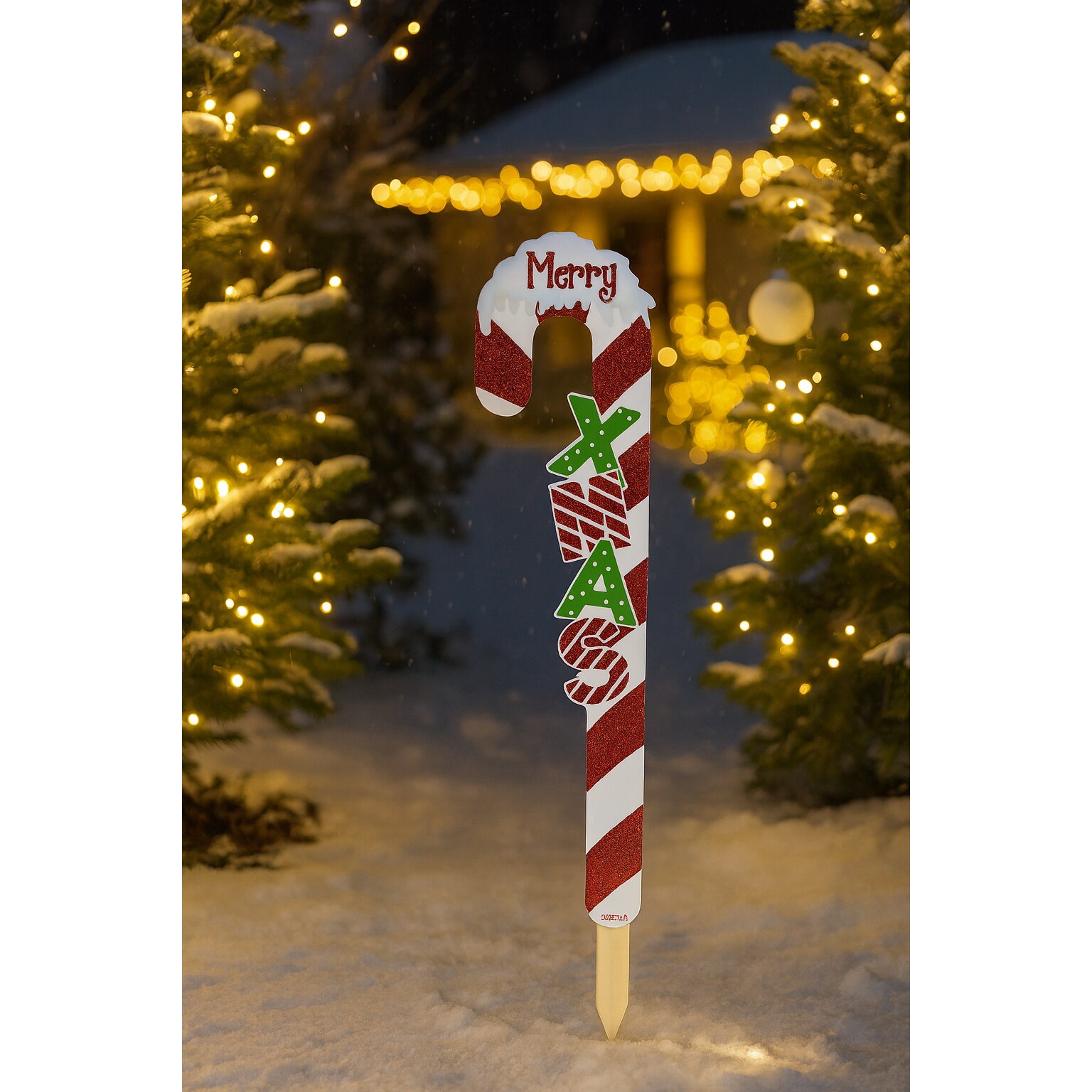 Decoratiune Craciun tip acadea/baston, pentru exterior, model mesaj ...