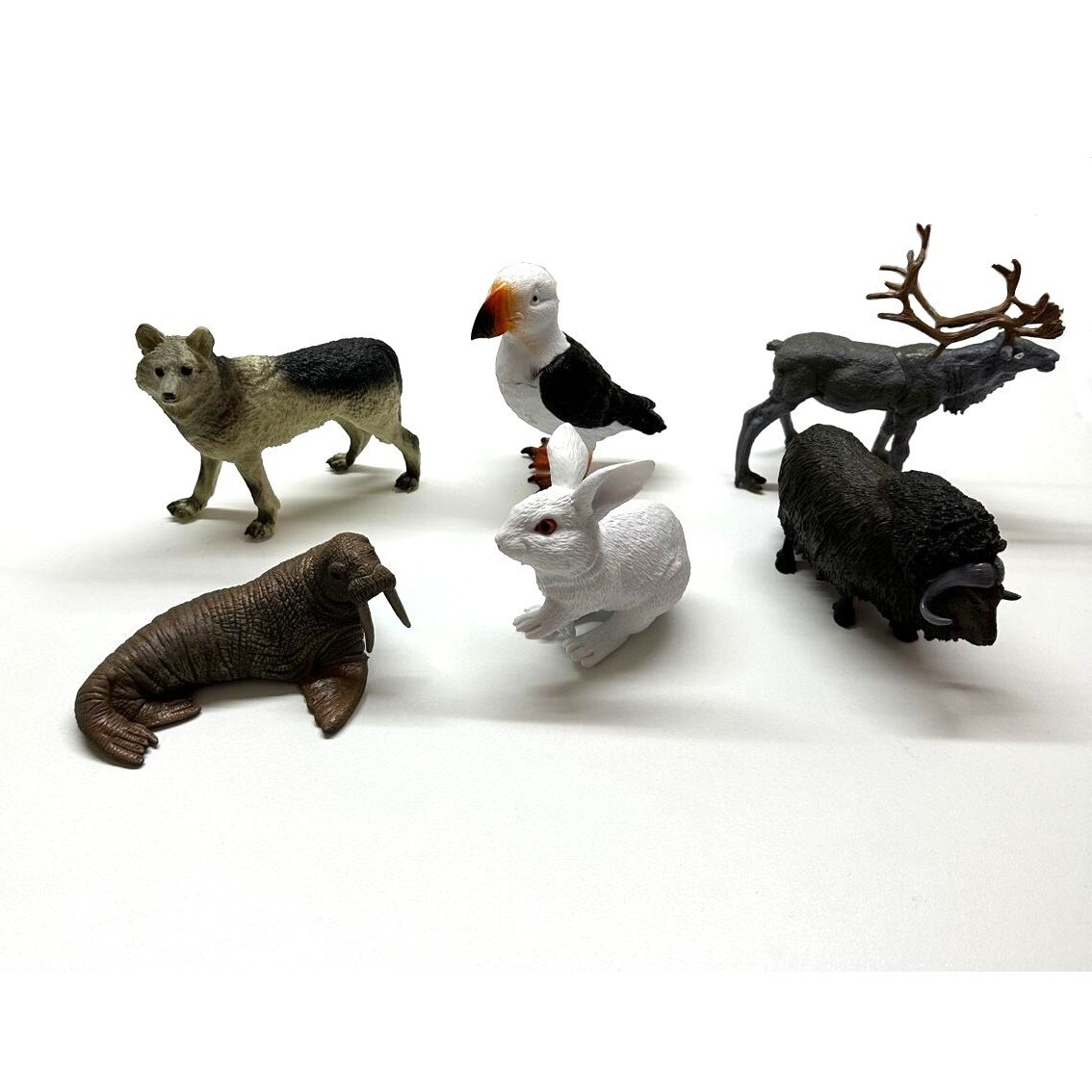 Set 6 figurine, GHEMOTOC®, Animale Salbatice Polare, 9-12 cm, iepure ...