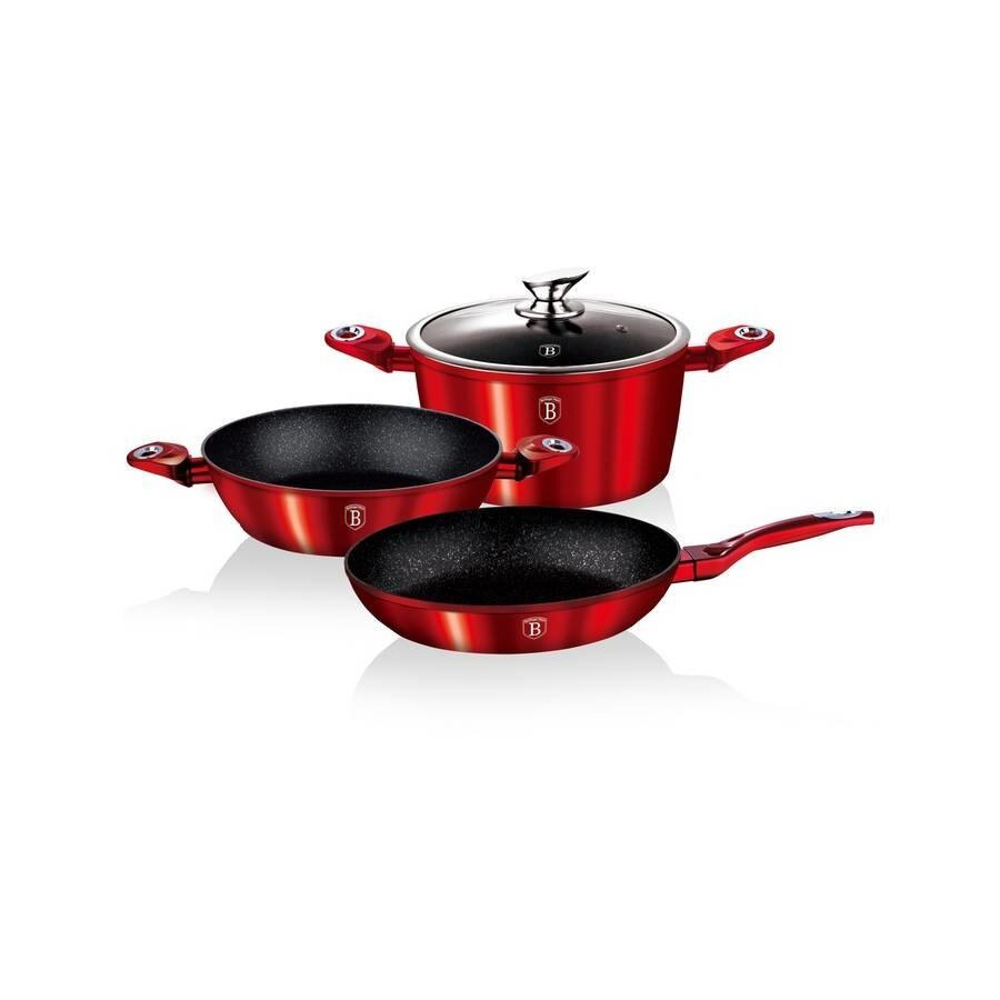 Berlinger Haus 4 részes szett 3 rétegű márványbevonattal Burgundy Metallic Line - eMAG.hu