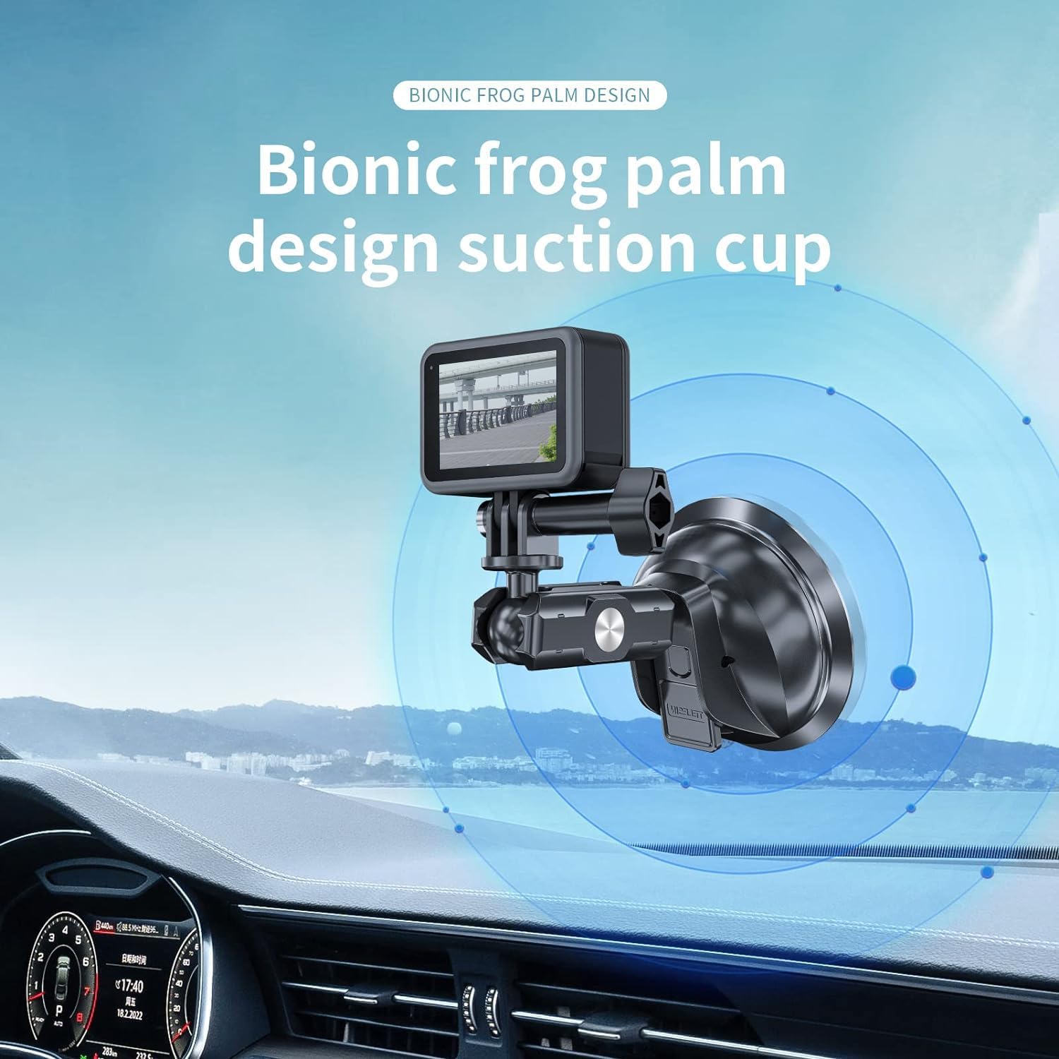 Suport cu ventuza TELESIN pentru camera si telefon, cu cleste pentru ...