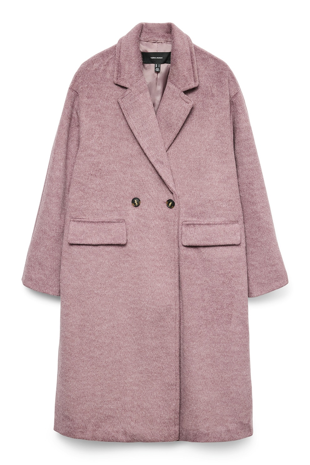 Vero Moda, Palton cu doua randuri de nasturi, Roz prafuit, M - eMAG.ro
