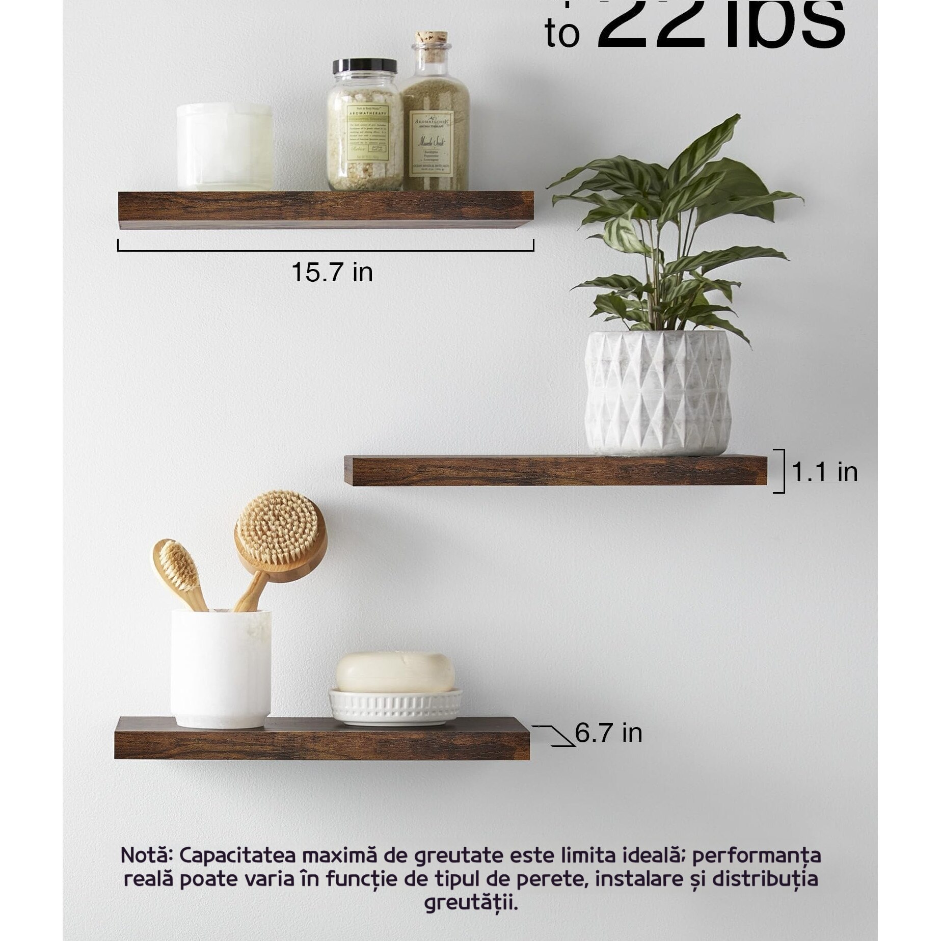 Raft pentru perete, XICENRM®, 3 buc, MDF/PVC, montate pe perete, maro ...