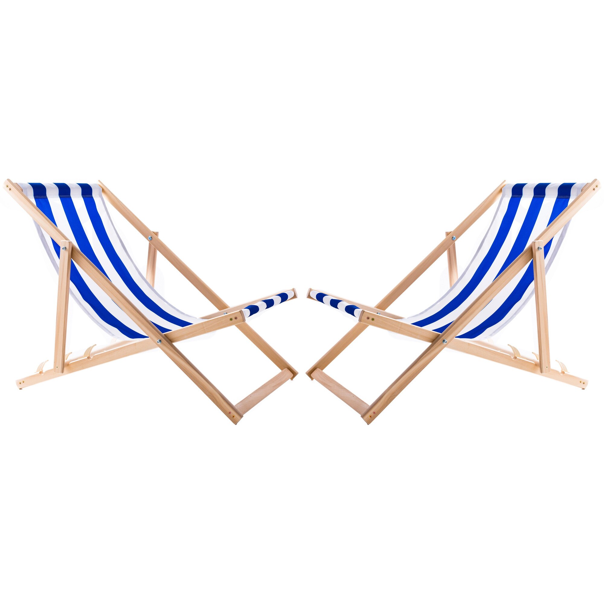 Set 2x sezlonguri din lemn, reglabil, material textil respirabil ...
