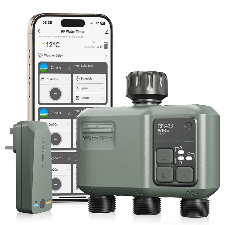 Programator Irigatii Smart WiFi RF433, Timer Automat Udare Gradina Cu 3 ...