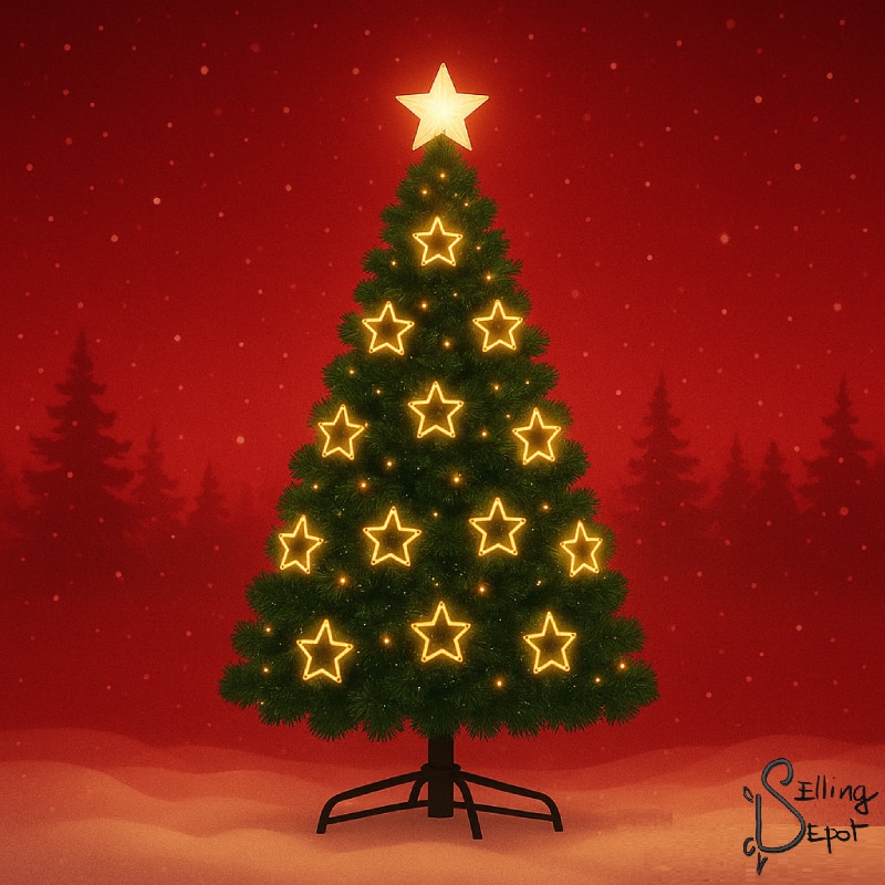 Brad artificial premium de Craciun SELLING DEPOT, 120 cm cu iluminat ...