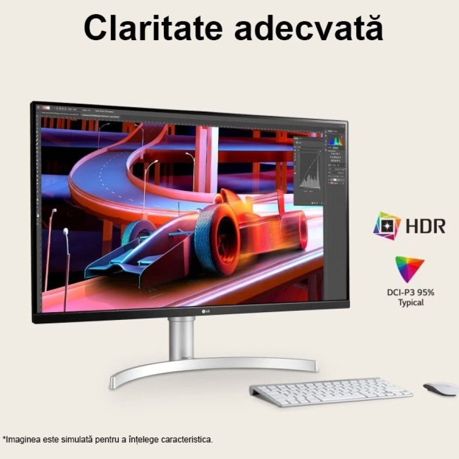 Monitor IPS LED LG 31.5" 32UN650K-W, UHD (3840 x 2160),60 Hz, HDMI ...