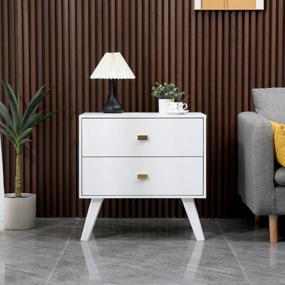 Noptiera Moderna Cu 2 Sertare 63, 5x40, 5x63, 5 Cm, Noptiera Din MDF Cu ...