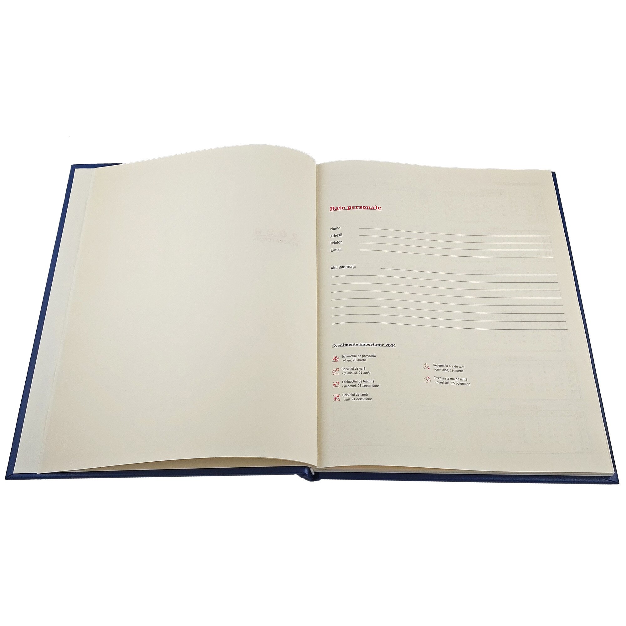 Agenda datata 2026, format A4, 21 x 27 cm, pentru programari, cu 152 ...