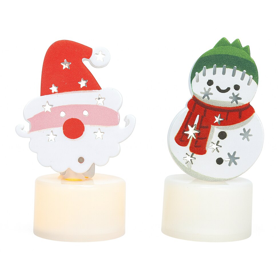 Set 2 decoratiuni luminoase LED, Forma de Mos Craciun si Om de zapada ...