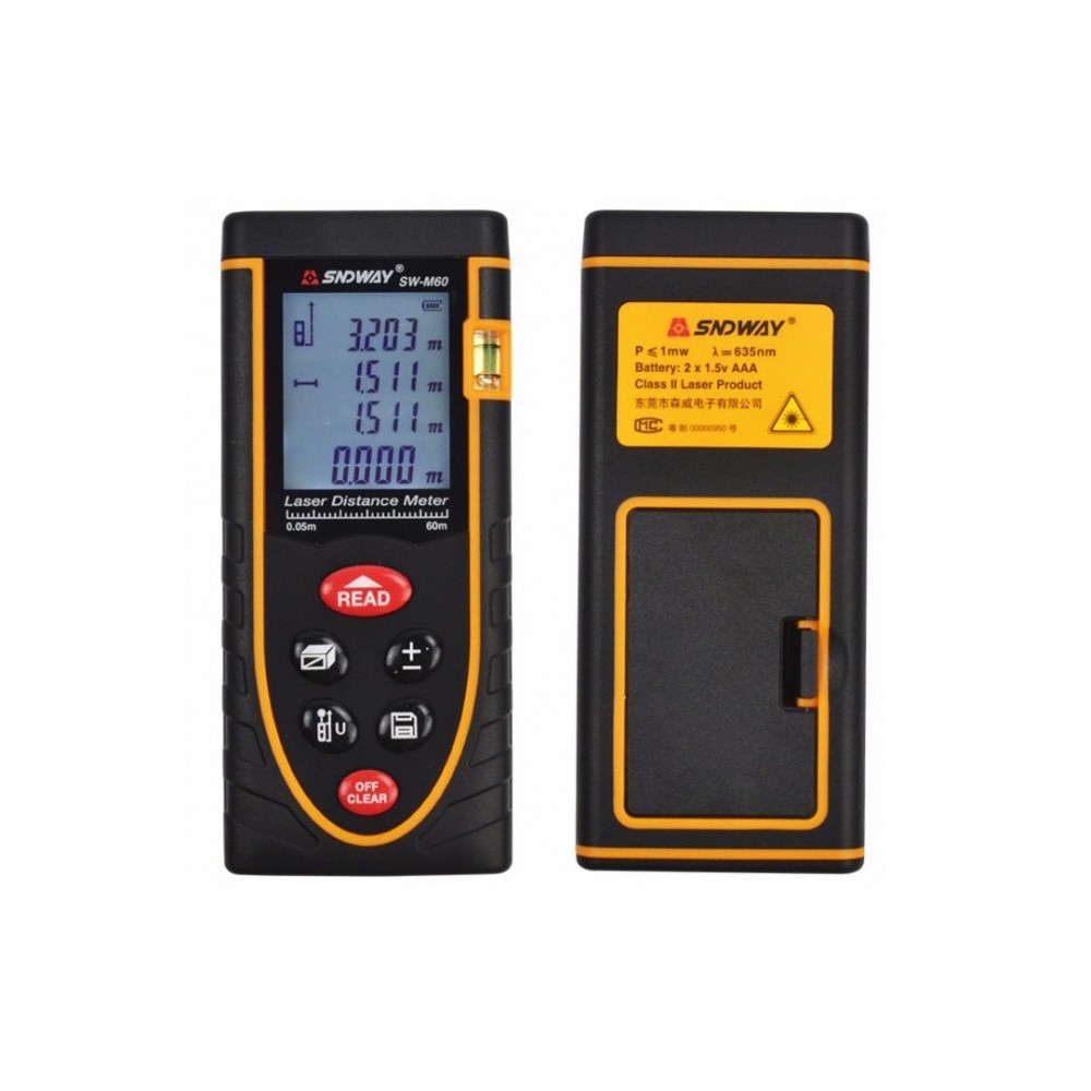 Telemetru Laser Cu Raza 60m, Display Si Boloboc - eMAG.ro