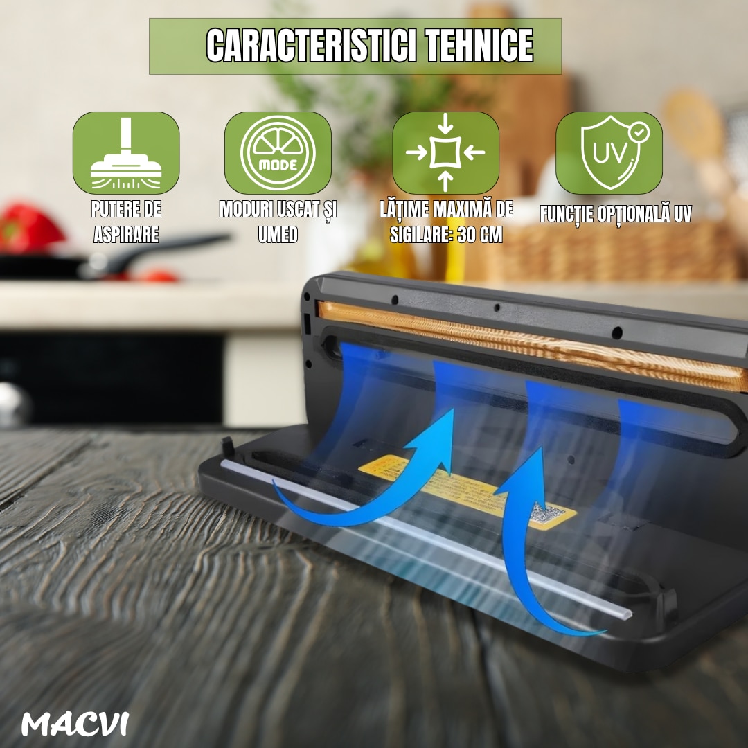 Aparat de vidat Macvi® cu taietor incorporat, sistem compact, mod uscat ...