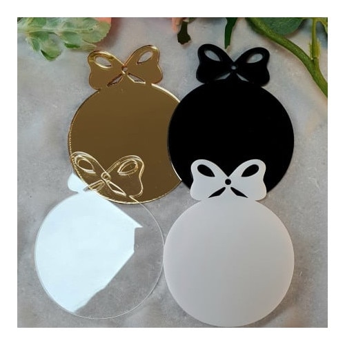 Glob Craciun din plexiglas incolor lucios cu funda – set 10 bucati ...