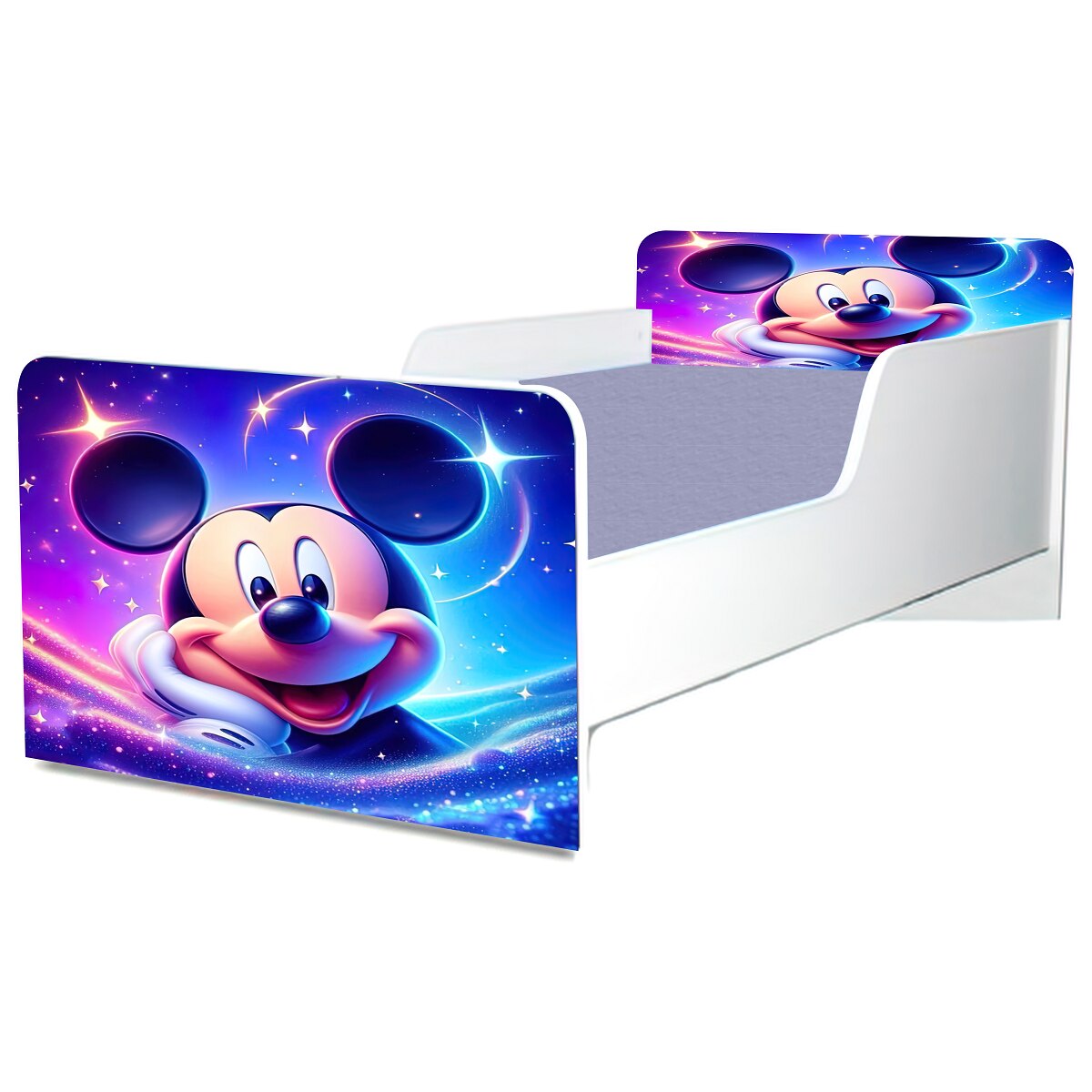 Pat Mickey Mouse, 180x80 cm, cu protectie si saltea inclusa - eMAG.ro