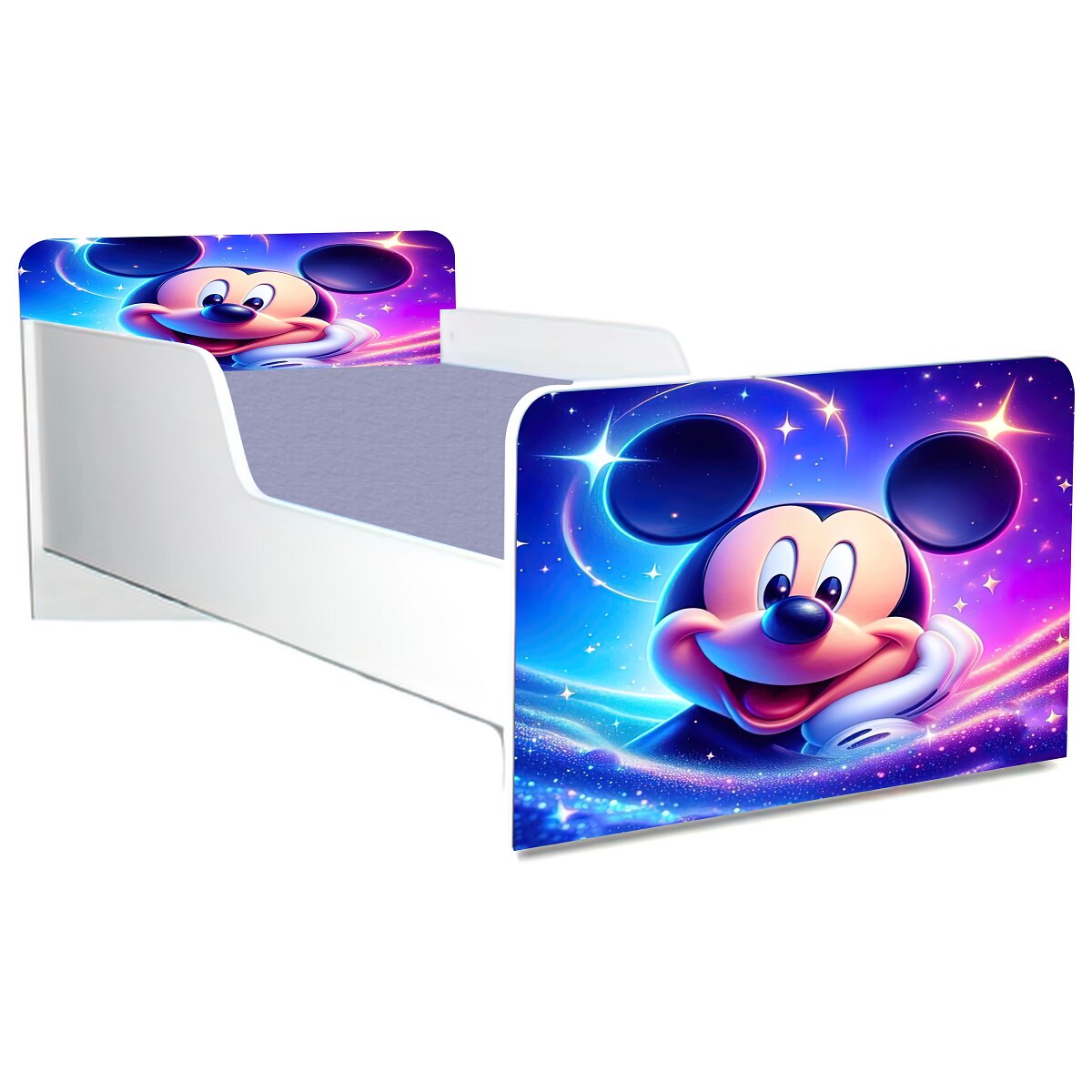 Pat Mickey Mouse, 180x80 cm, cu protectie si saltea inclusa - eMAG.ro