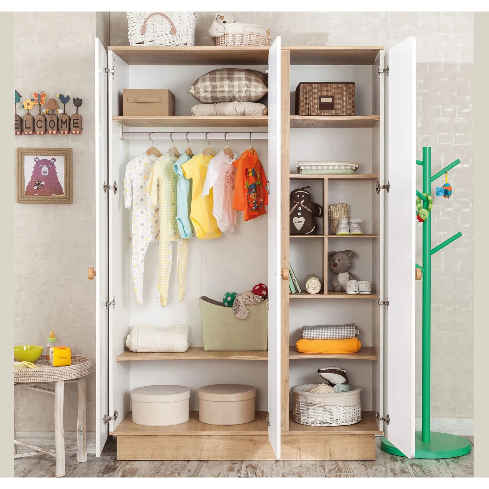 Dulap cu 3 usi pentru camera copii Colectia Natura Baby - eMAG.ro