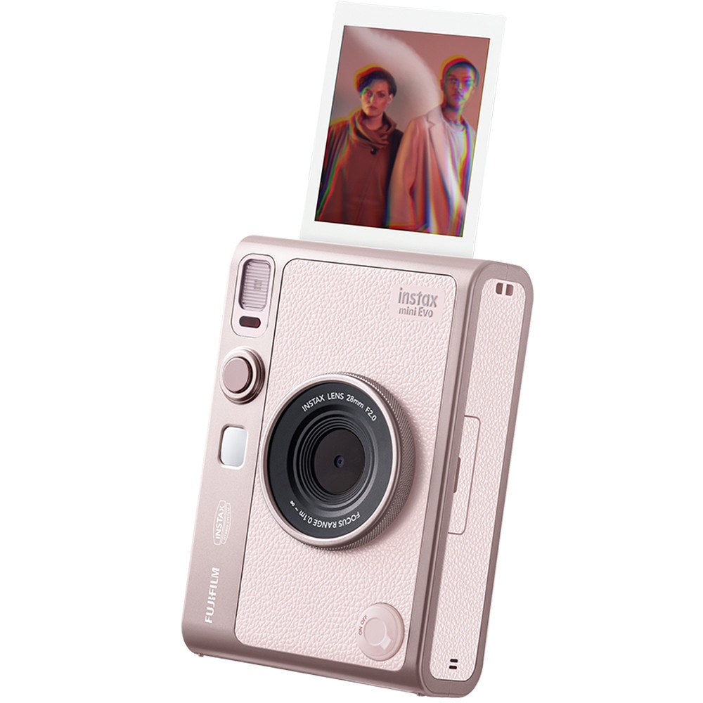 Aparat foto instant Fujifilm Instax Mini Evo Gentle Rose cu husa si ...