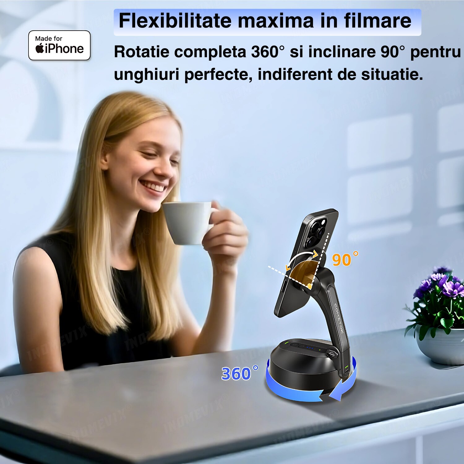 Suport pentru iPhone – Gimbal pliabil pe 2 axe cu Apple DockKit ...