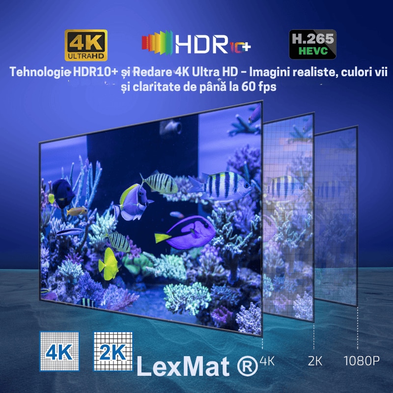 TV Box Android 13 4K Ultra HD LexMat ®, Wi-Fi si conexiune Ethernet ...