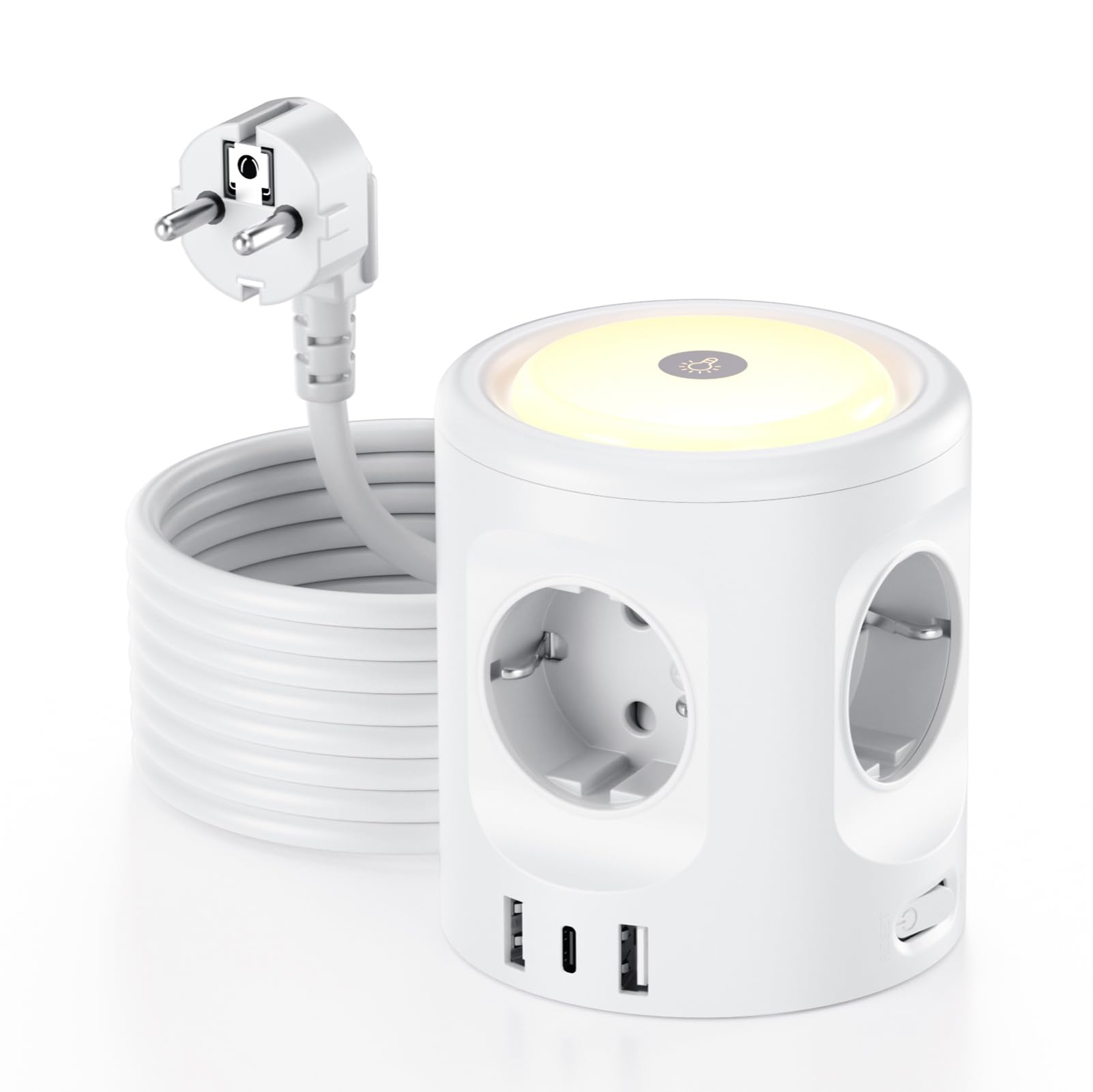 Prelungitor Cu Lumina, Priza Multipla Cu 4 Prize Cu 3 Prize Usb ...