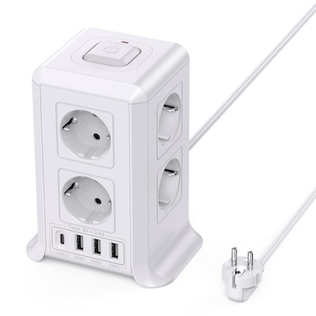 Priza Multipla Cu Intrerupator, Prelungitor Sameriver Cu 8 Prize Si 4 ...