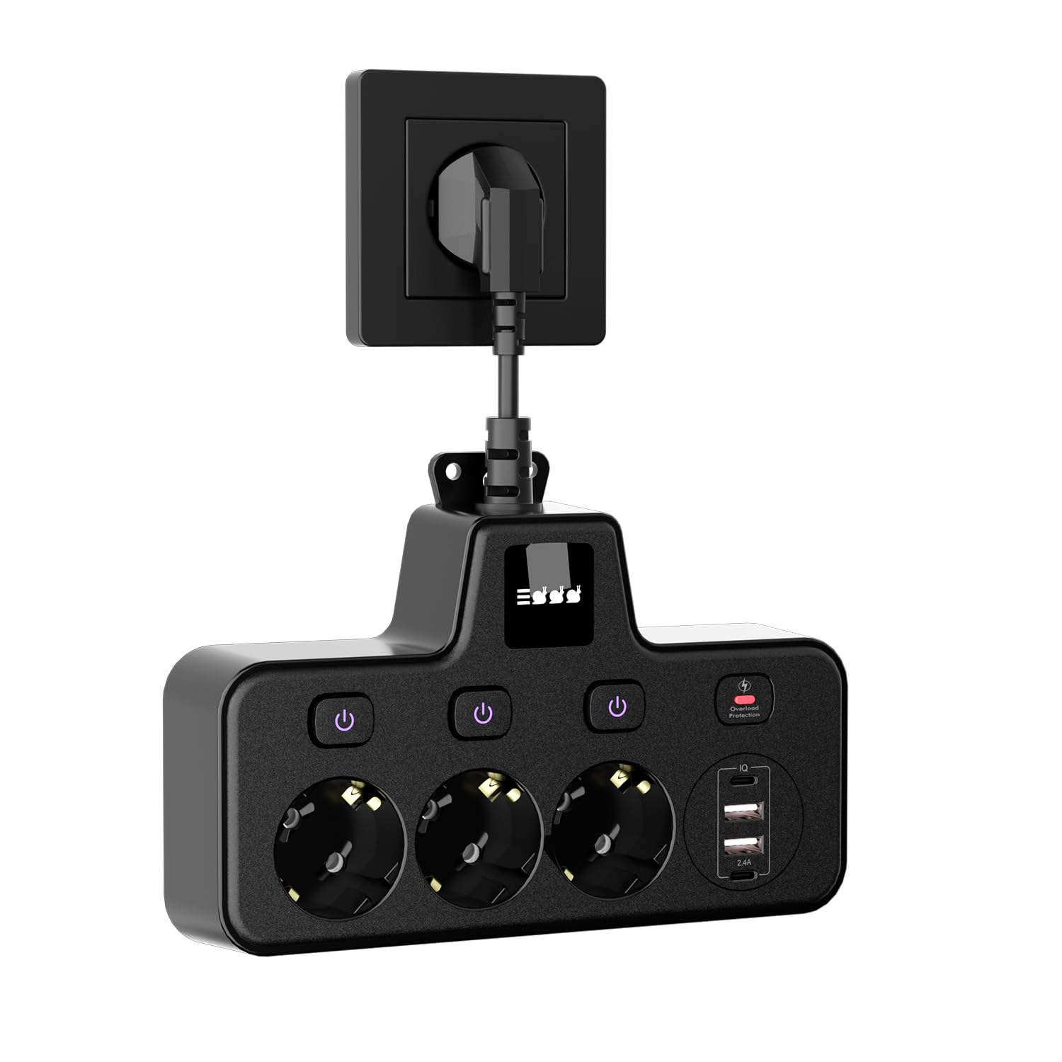 Разклонител с 3 контакта, 2 USB-A порта и 2 Type-C порта за бързо ...