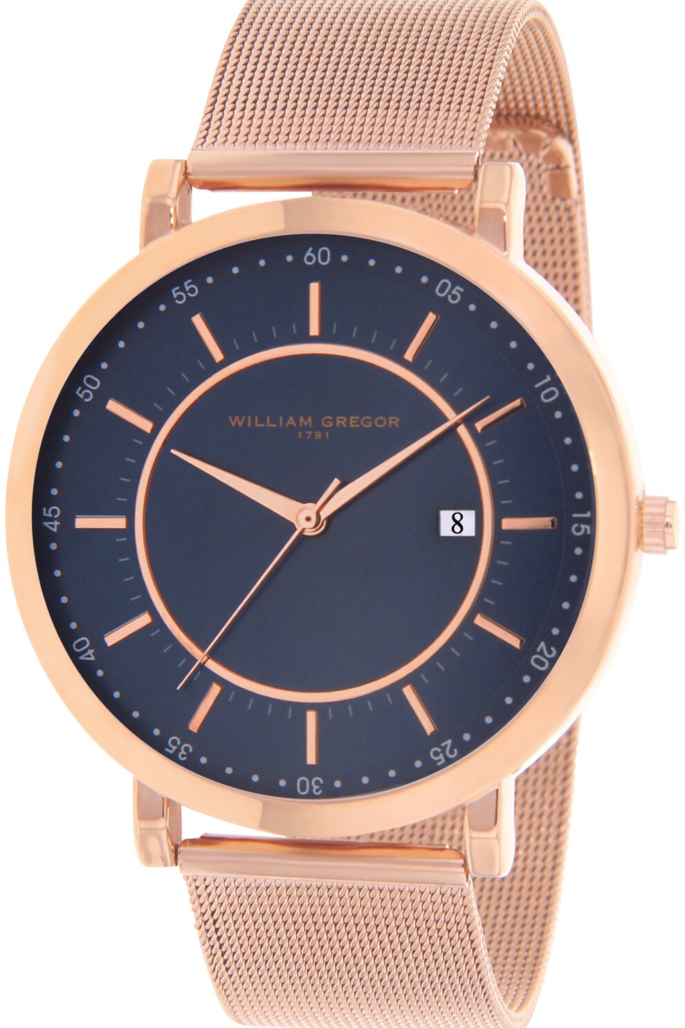 William Gregor, Часовник с овална форма и метална верижка, Розово ...