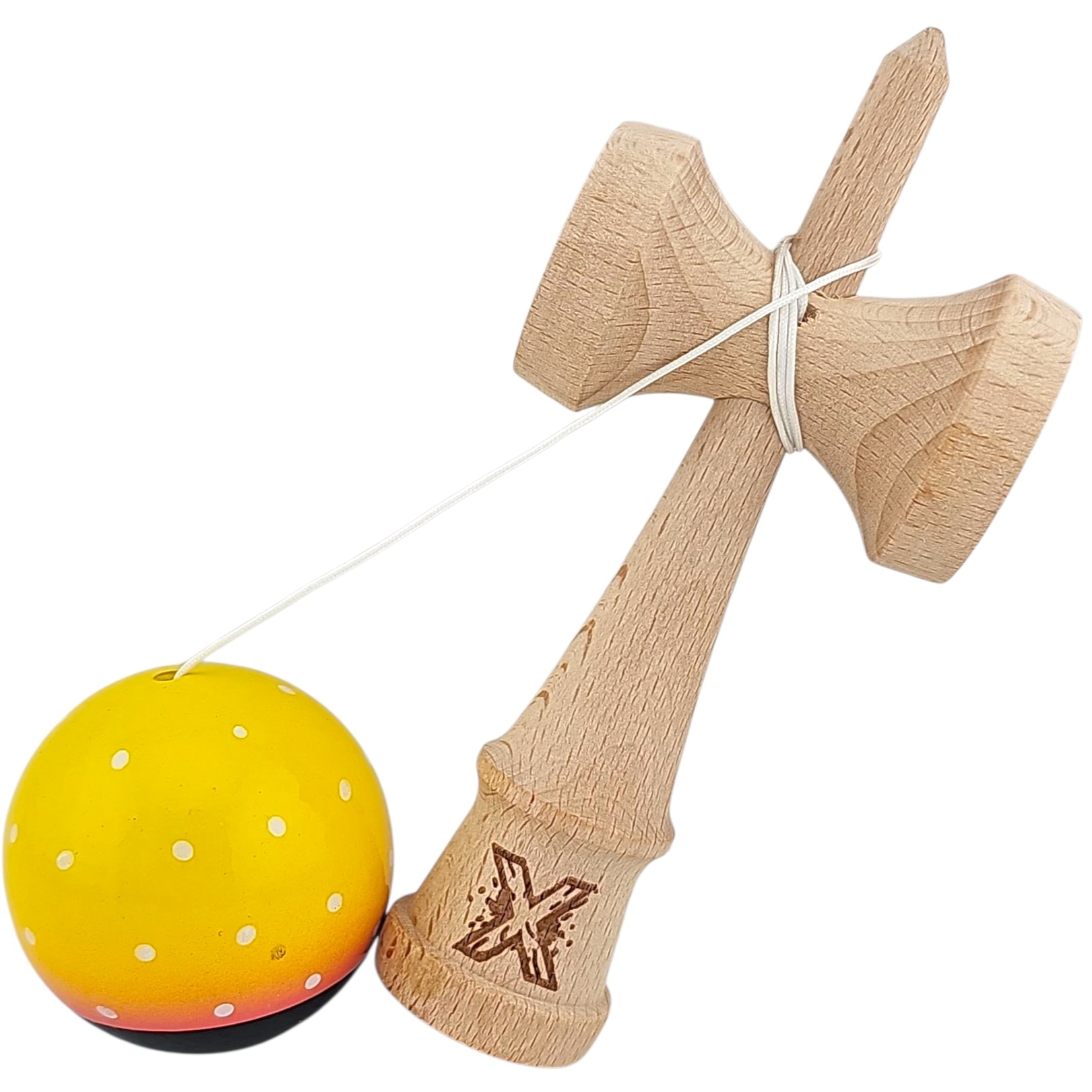Kendama Originala, Profesionala, din Lemn, Super Sticky, 18 cm, Galben ...