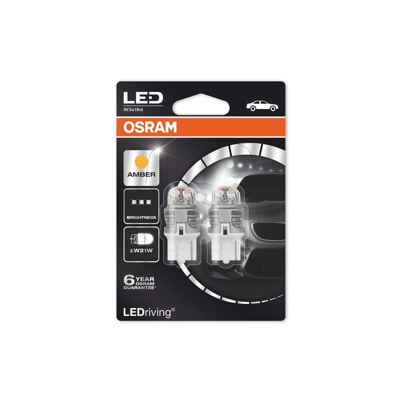 Комплект 2 броя LED лампи Osram тип WY21W жълти, 12V, 1.5W, W3x16d ...