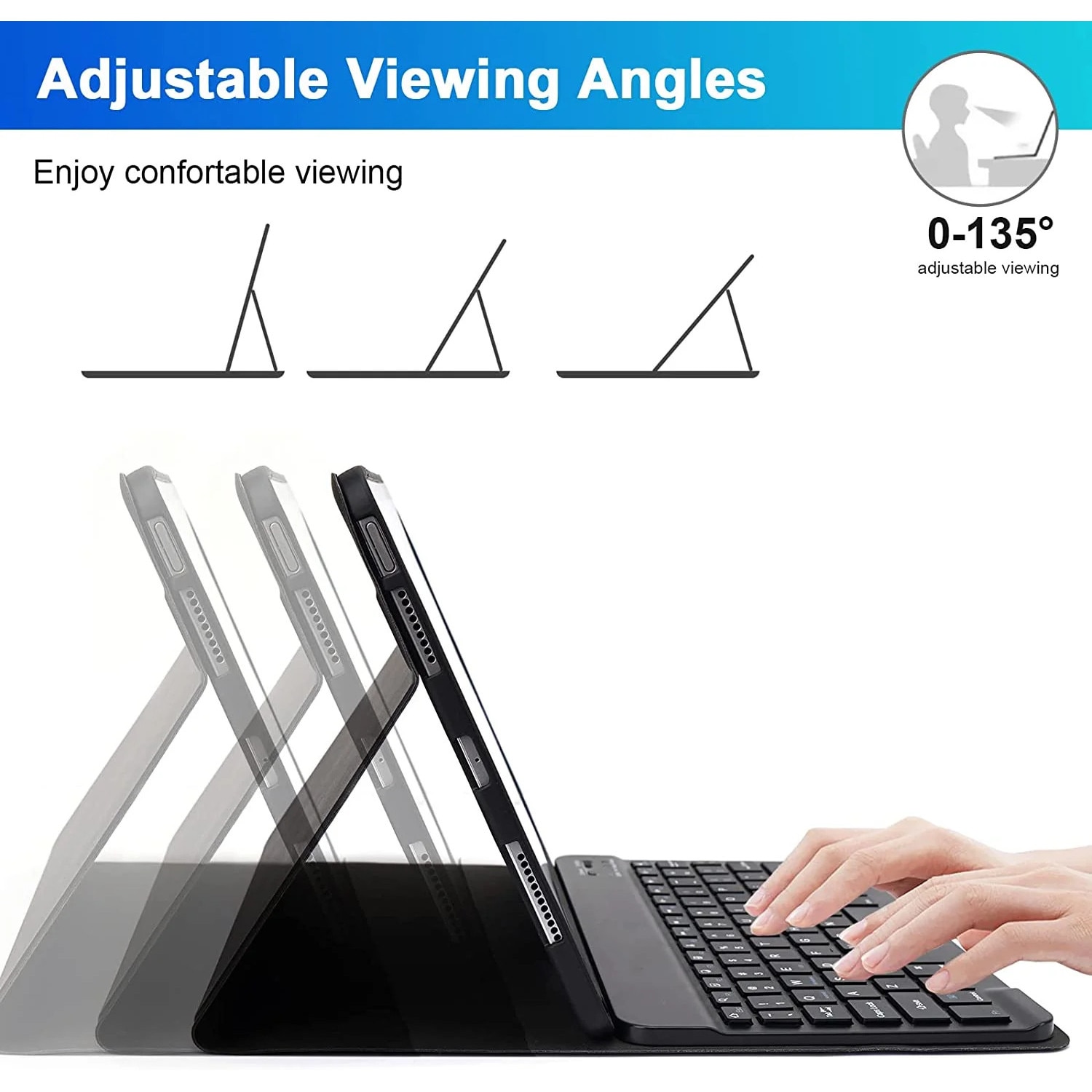 Husa cu Tastatură și Mouse Wireless Bluetooth, Sigloo, Negru, pentru ...